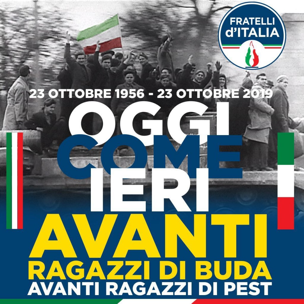 23 ottobre 1956 – 23 ottobre 2019: oggi come ieri. Avanti ragazzi di ...
